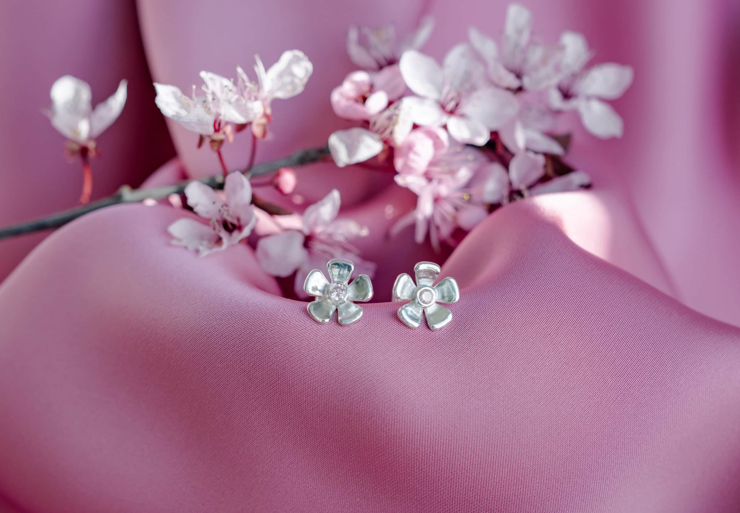 Sakura Cherry Blossom Studs | By Rebecca Jewellery - Handmade Jewellery